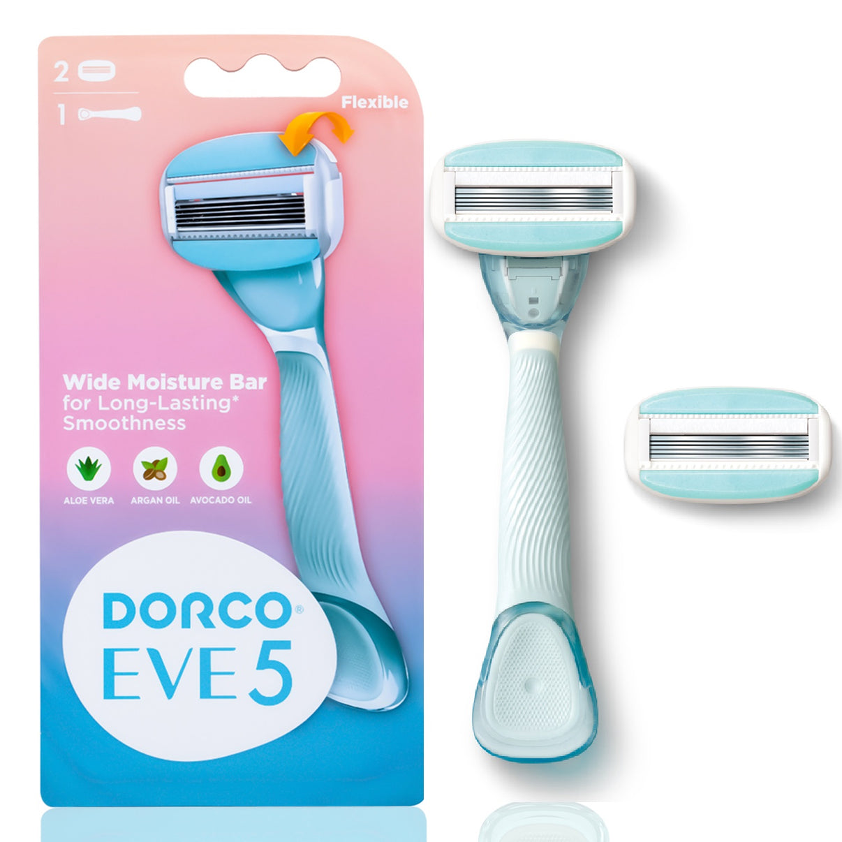 Dorco EVE 5 Razor for Women, 1 Handle + 2 Razor Cartridges – Tinkle USA